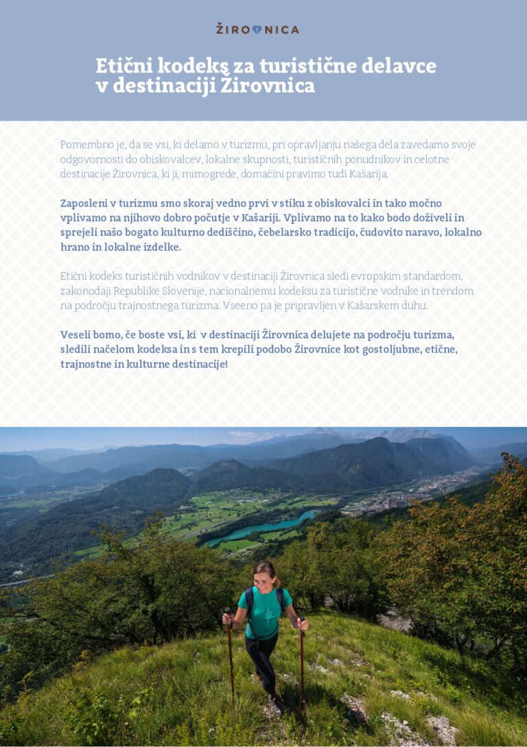 Etični kodeks za turistične delavce v destinaciji Žirovnica - Žirovnica